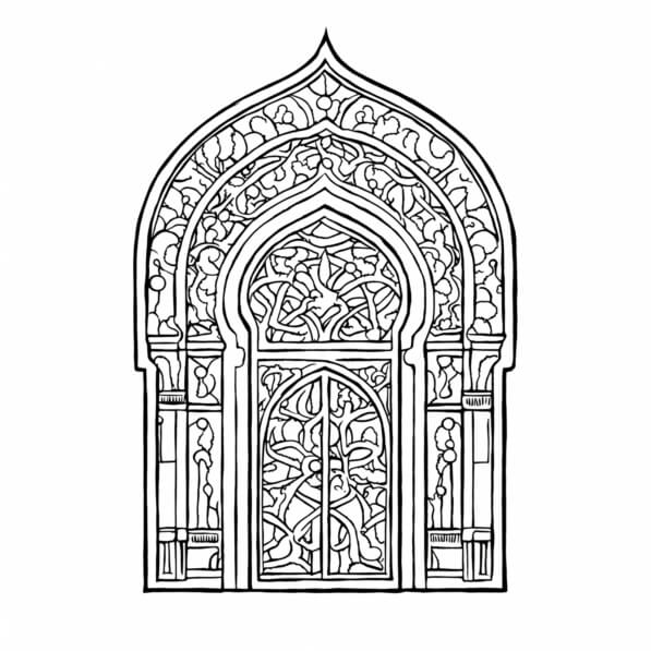 Download Islamic Architecture Coloring Page: Ornate Door Design ...