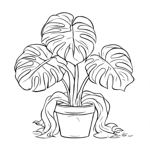 Download Outline Drawing of Potted Plant Coloring pages Online ...