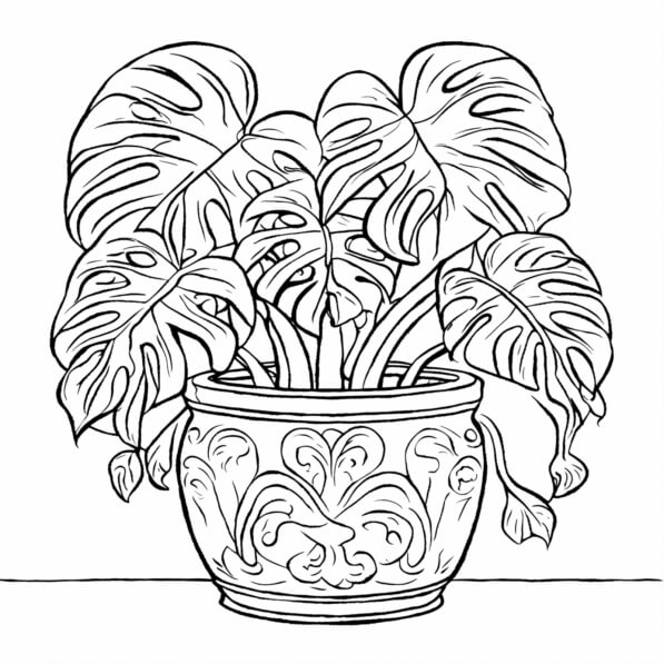 Download Potted Plant Coloring Page Coloring pages Online - Creative ...
