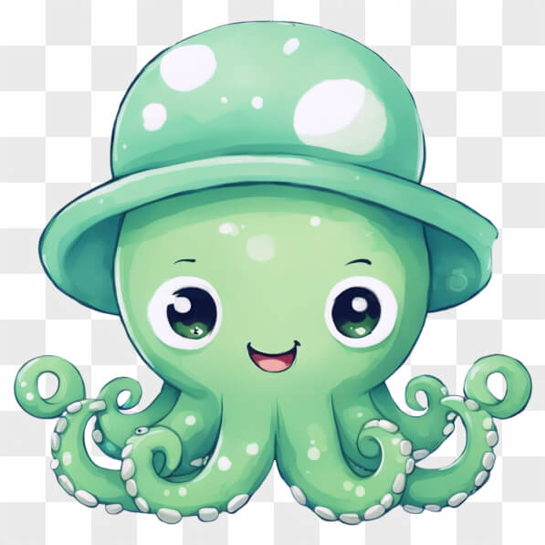 Download Kawaii Cartoon Octopus with Green Hat Kawaii Online - Creative ...