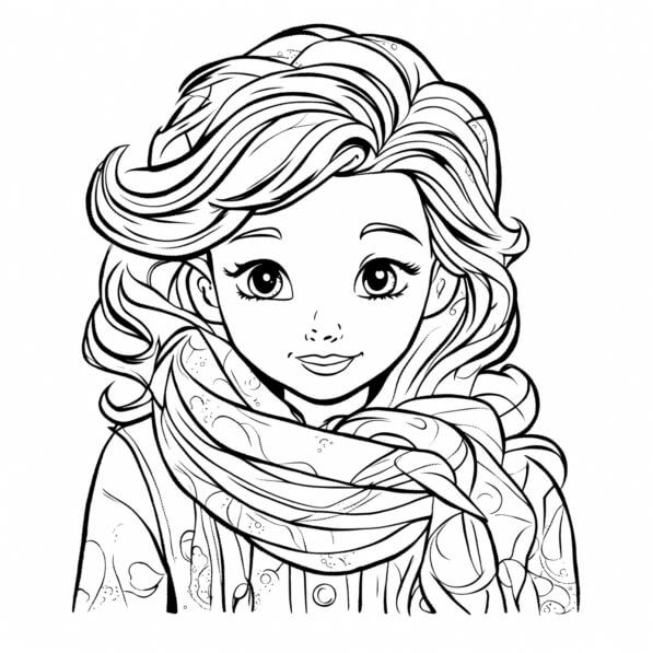 Télécharger Page à colorier éducative : Fille aux longs cheveux et ...