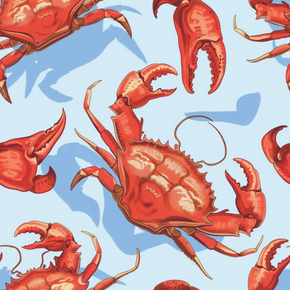 Download Seamless Red Crab Pattern on Blue Background Patterns Online ...
