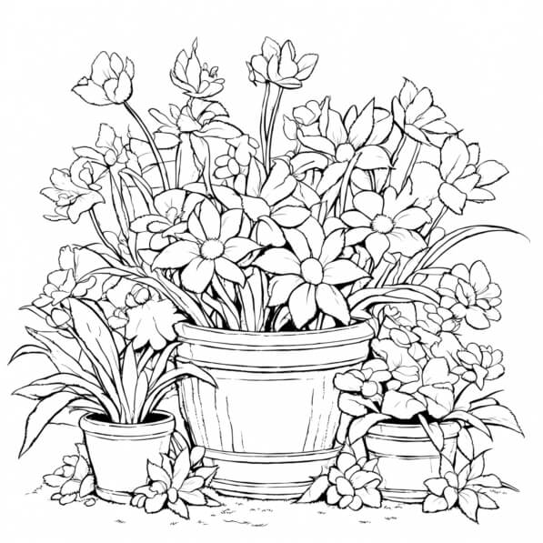 Download Potted Flower Garden Coloring Page Coloring pages Online ...