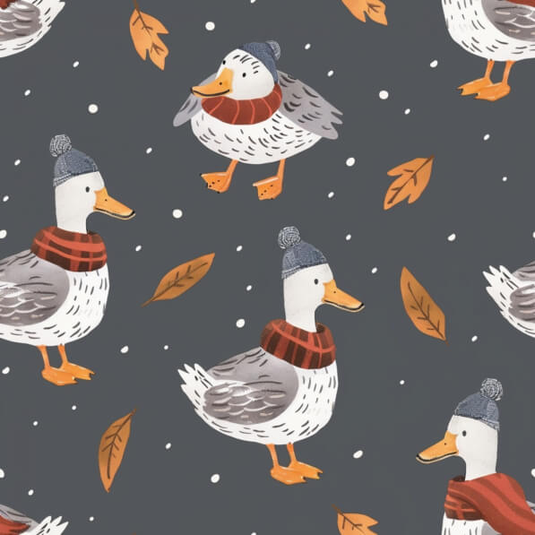 Download Winter Ducks Seamless Pattern Patterns Online - Creative Fabrica
