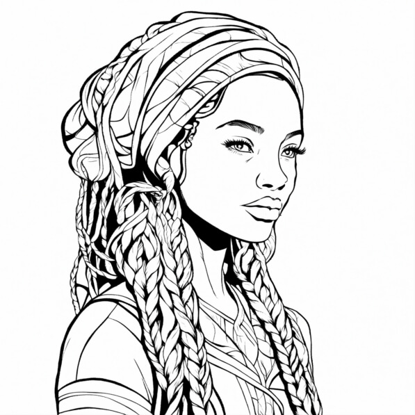 Download Woman with Braided Hair Coloring Page Coloring pages Online - Creative Fabrica