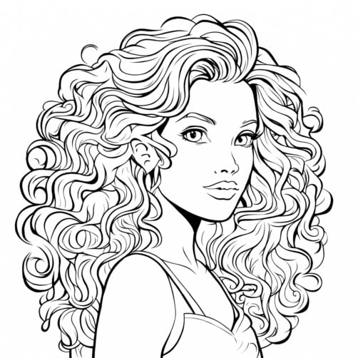 Download Girl with Long Curly Hair Coloring Page Coloring pages Online ...
