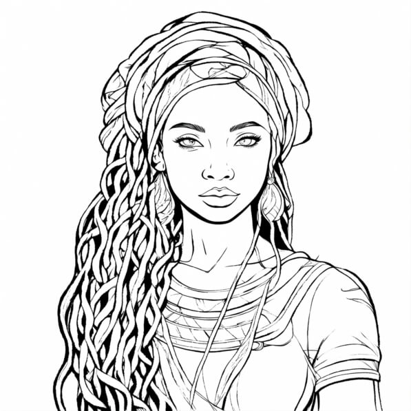 Download Woman with Long Hair and Dreadlocks Coloring pages Online ...
