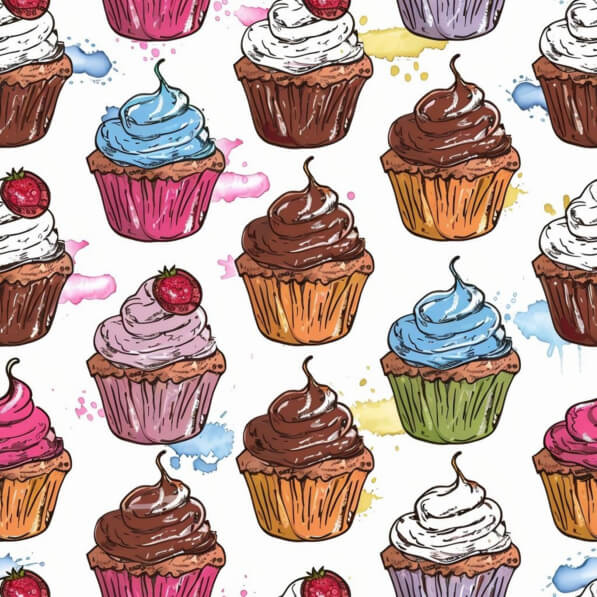 Download Colorful Cupcake Pattern with Strawberries Patterns Online ...