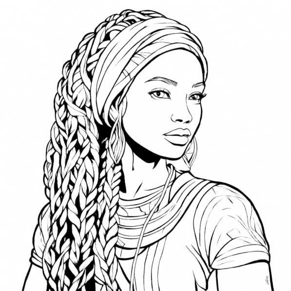 Download Educational Coloring Page: Woman with Braided Hair Coloring ...