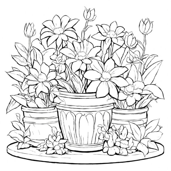 Download Potted Flower Coloring Page Coloring pages Online - Creative ...