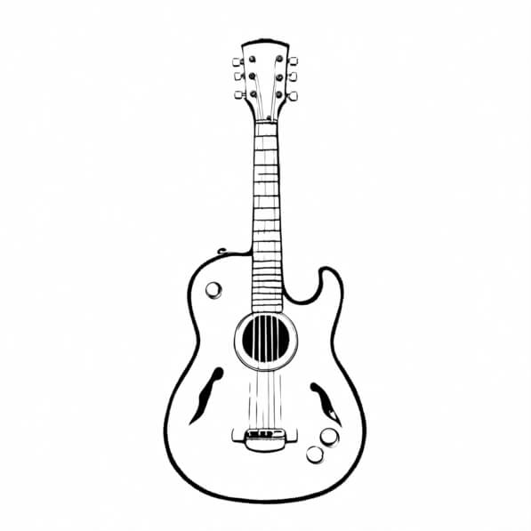 Descarga Dibujo de Guitarra Eléctrica en Blanco y Negro para Educación Musical Coloring pages En ...