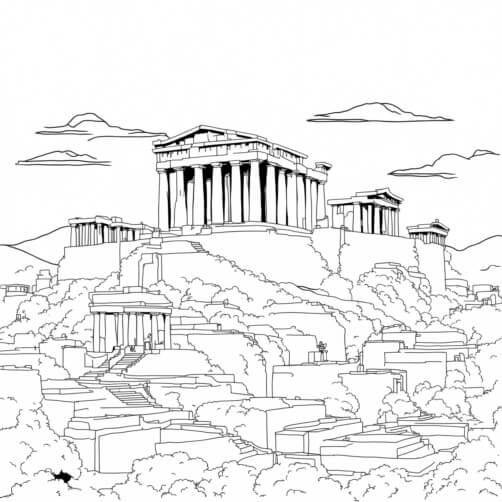 Download Detailed Drawing of the Parthenon in Athens Coloring pages ...