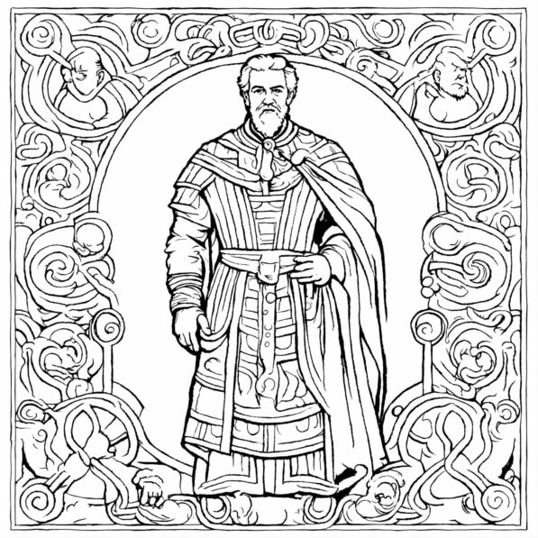 Download Ornate Coloring Page with Medieval Man Coloring pages Online ...