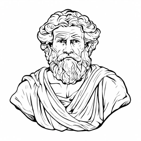 Download Black and White Drawing of Ancient Greek Man Coloring pages ...