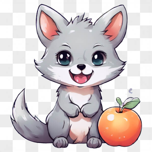 Download Kawaii Gray Fox with Orange Kawaii Online - Creative Fabrica