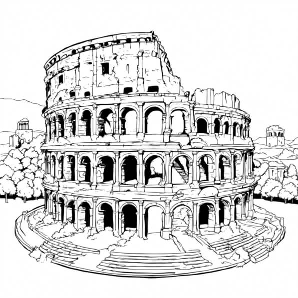 Download Colosseum Drawing for Kids Coloring pages Online - Creative ...