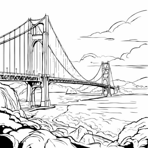 Free Golden Gate Bridge Coloring pages - Download Printable Golden Gate ...