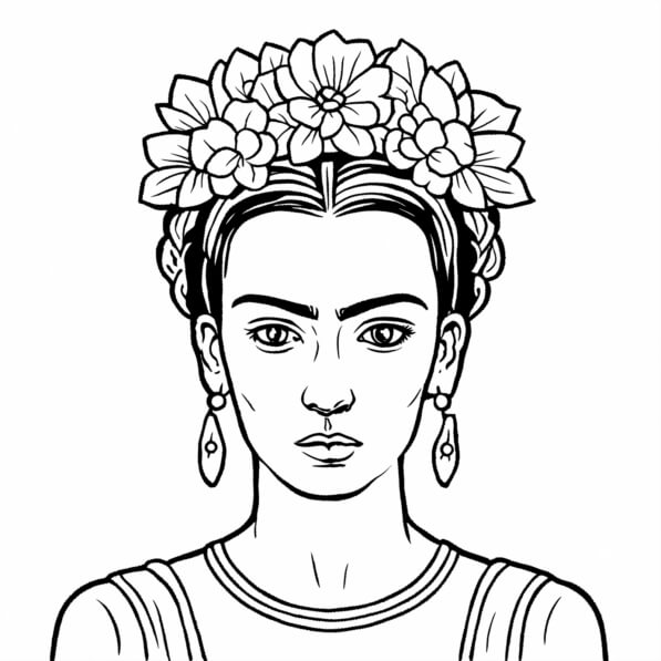 Download Frida Kahlo Coloring Page Coloring pages Online - Creative Fabrica