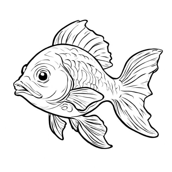 Download Goldfish Outline Drawing Coloring pages Online - Creative Fabrica