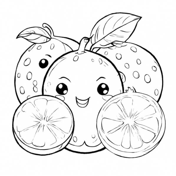 Download Cute Citrus Fruit Coloring Page Coloring pages Online ...