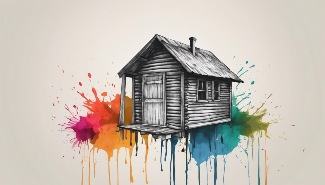 Download Colorful Wooden House with Nature-Inspired Paint Splatters ...