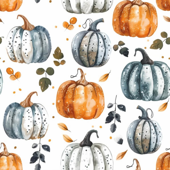 Download Watercolor Pumpkins and Leaves Seamless Pattern Patterns ...
