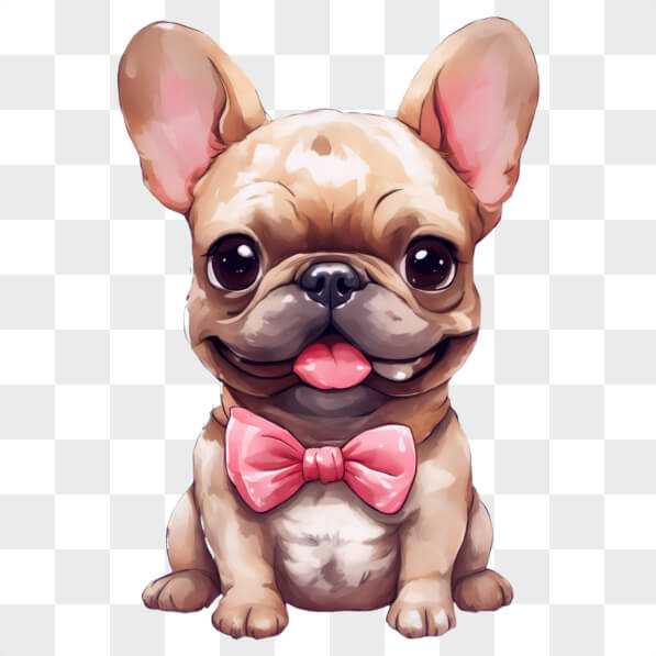 Descarga Perrito Kawaii con corbata rosa Kawaii En Línea - Creative Fabrica