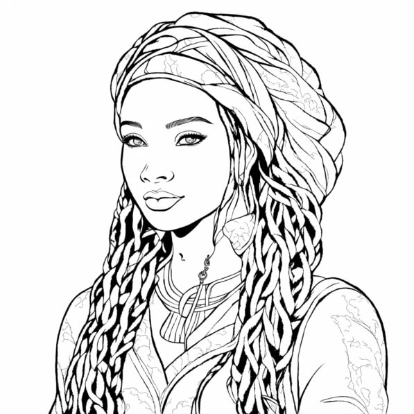 Download Black and White Drawing of African-American Woman with ...