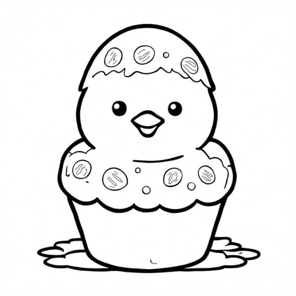 Download Cute Chicken on Cupcake Coloring Page Coloring pages Online ...