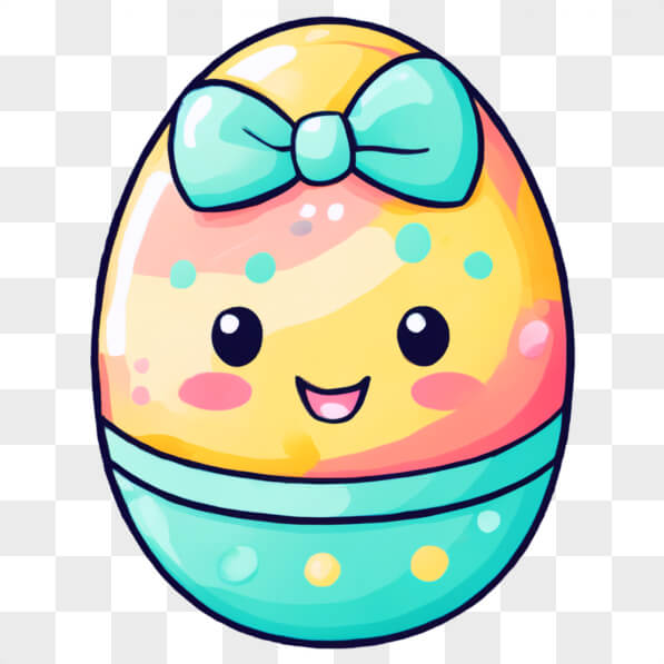 Download Kawaii Easter Egg with Bow Kawaii Online - Creative Fabrica