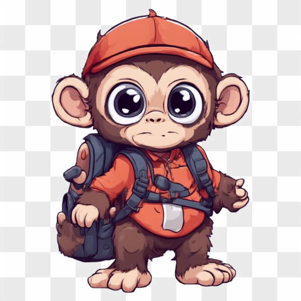 Download Cartoon Monkey with Orange Shirt and Backpack Cartoons Online ...