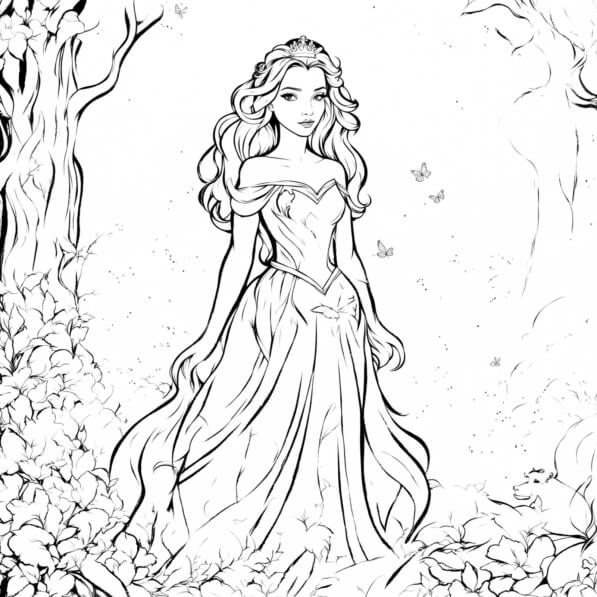 Download Princess Coloring Page in Nature Coloring pages Online ...