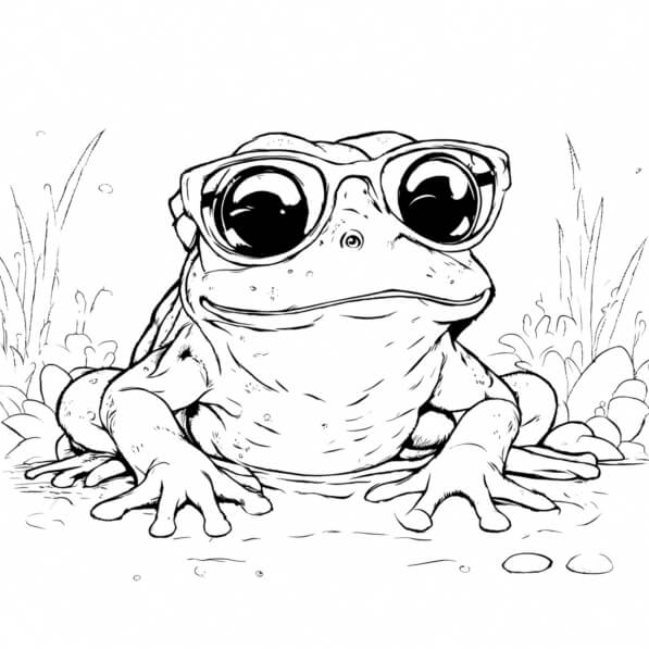 Download Toad with Sunglasses Coloring pages Online - Creative Fabrica