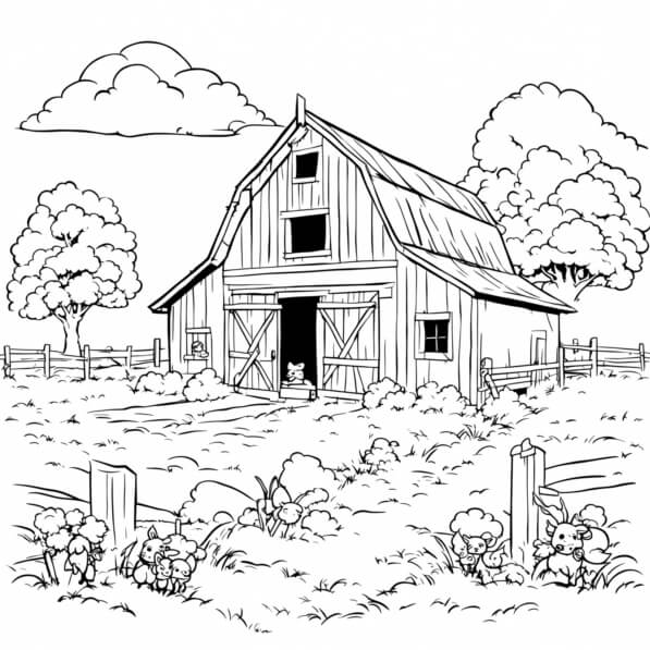 Download Countryside Barn Coloring Page Coloring pages Online ...