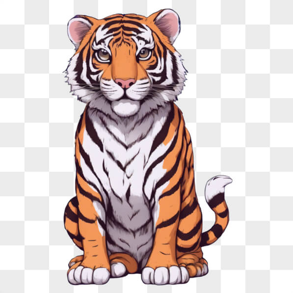 Download Cartoon Tiger Sitting Down Cartoons Online - Creative Fabrica