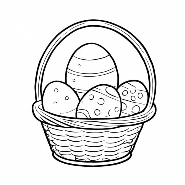 Download Black and White Easter Eggs Basket Coloring Page Coloring ...