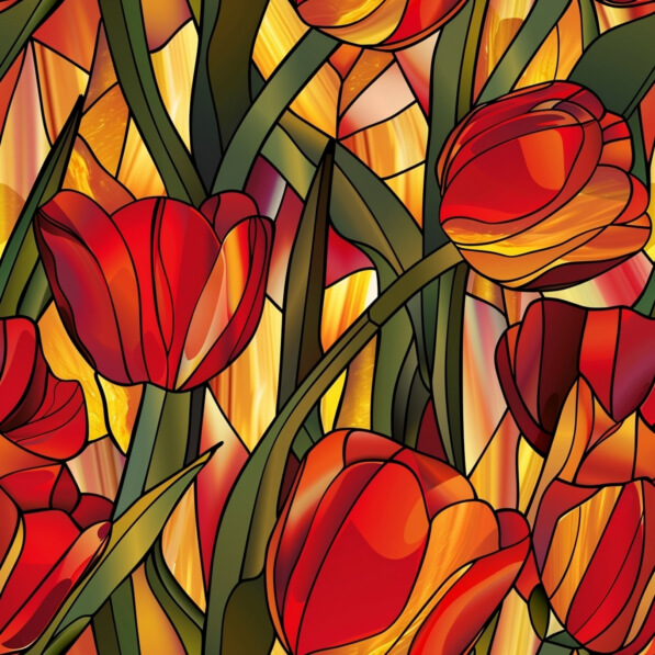 Download Seamless Red Tulip Stained Glass Pattern Patterns Online ...