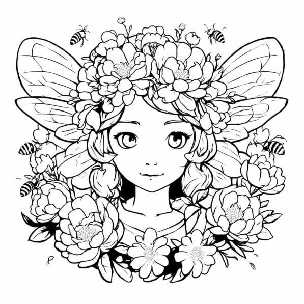 Download Flower Fairy Coloring Page Coloring pages Online - Creative ...