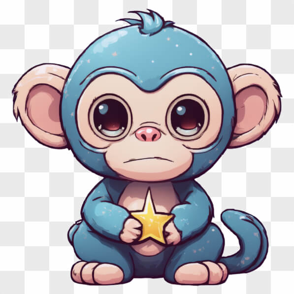Download Blue Monkey with Star Cartoons Online - Creative Fabrica