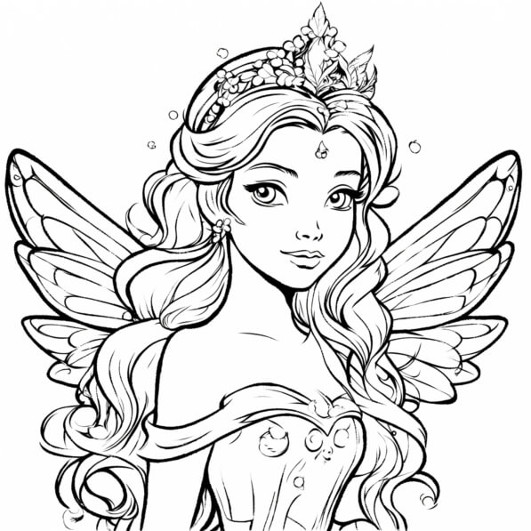 Download Fairy Princess Coloring Page for Kids Coloring pages Online ...