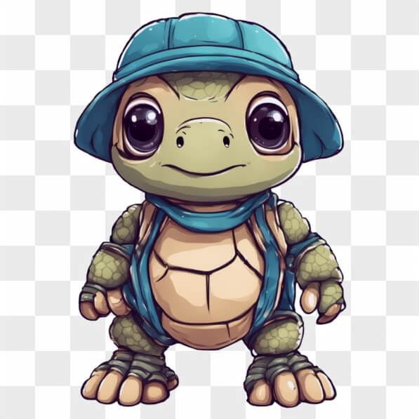 Download Cartoon Turtle with Blue Hat Cartoons Online - Creative Fabrica