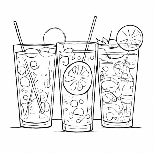 Download Coloring Page: Alcoholic Beverages and Lemon Slices Coloring ...