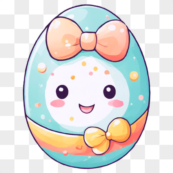 Download Kawaii Easter Egg With Bow Kawaii Online Creative Fabrica