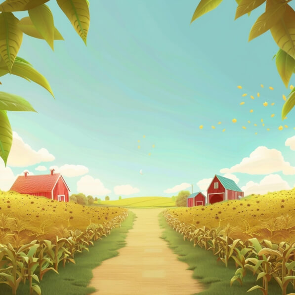 Download Idyllic Farm Scene with Corn Fields and Barns Backgrounds ...