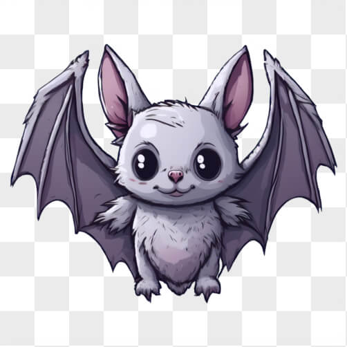 Download Cartoon Bat with Purple Eyes and Big Ears on Black Background ...