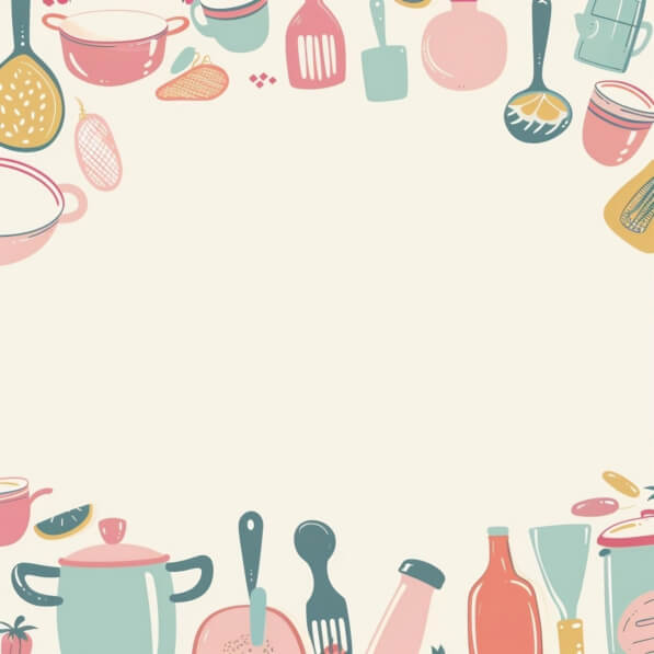 Download Colorful Kitchen Frame with Various Kitchen Items Backgrounds ...