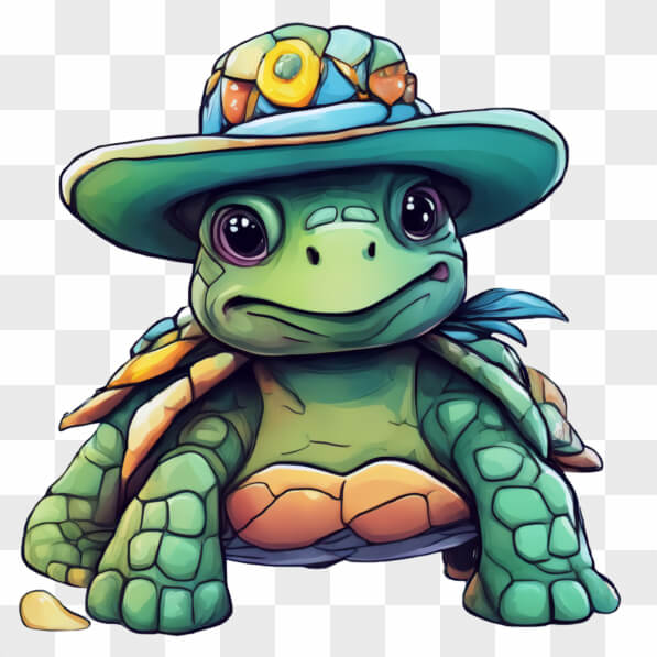 Download Cartoon Turtle with Green Hat Cartoons Online - Creative Fabrica