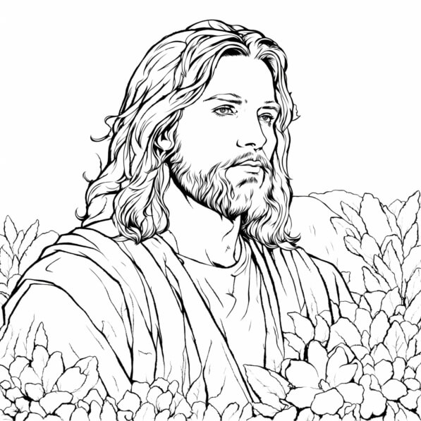 Download Jesus in a Field of Flowers Coloring pages Online - Creative ...