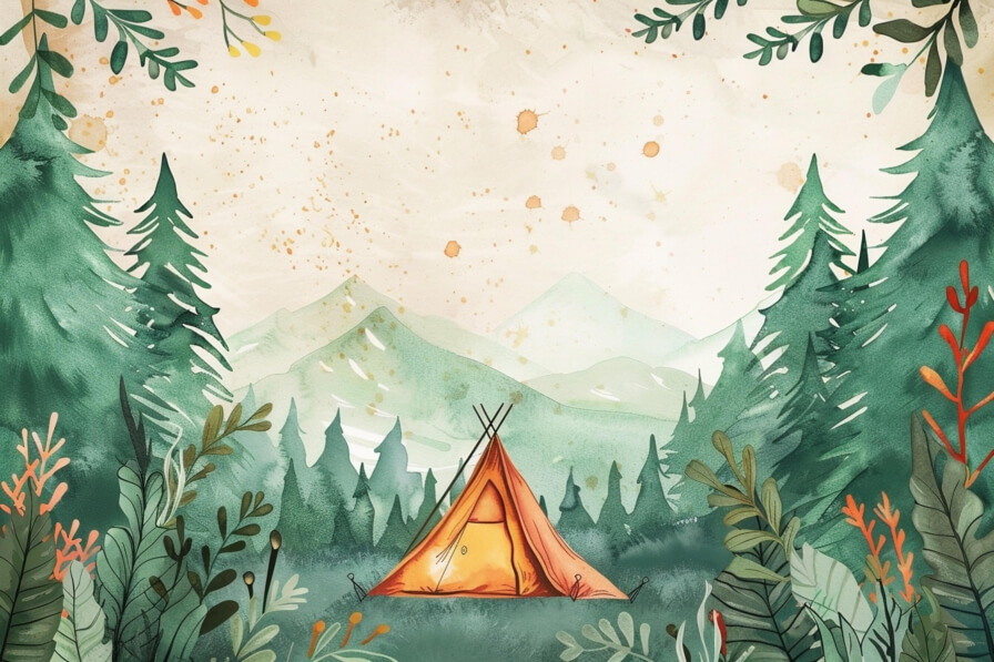 Download Watercolor Painting of Outdoor Tent in Forest Backgrounds ...
