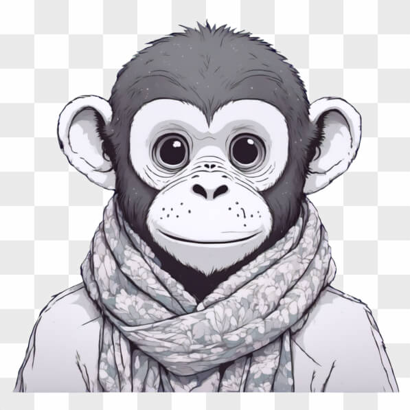 Baixe Ilustração de um Macaco Usando um Cachecol Cartoons - Creative ...